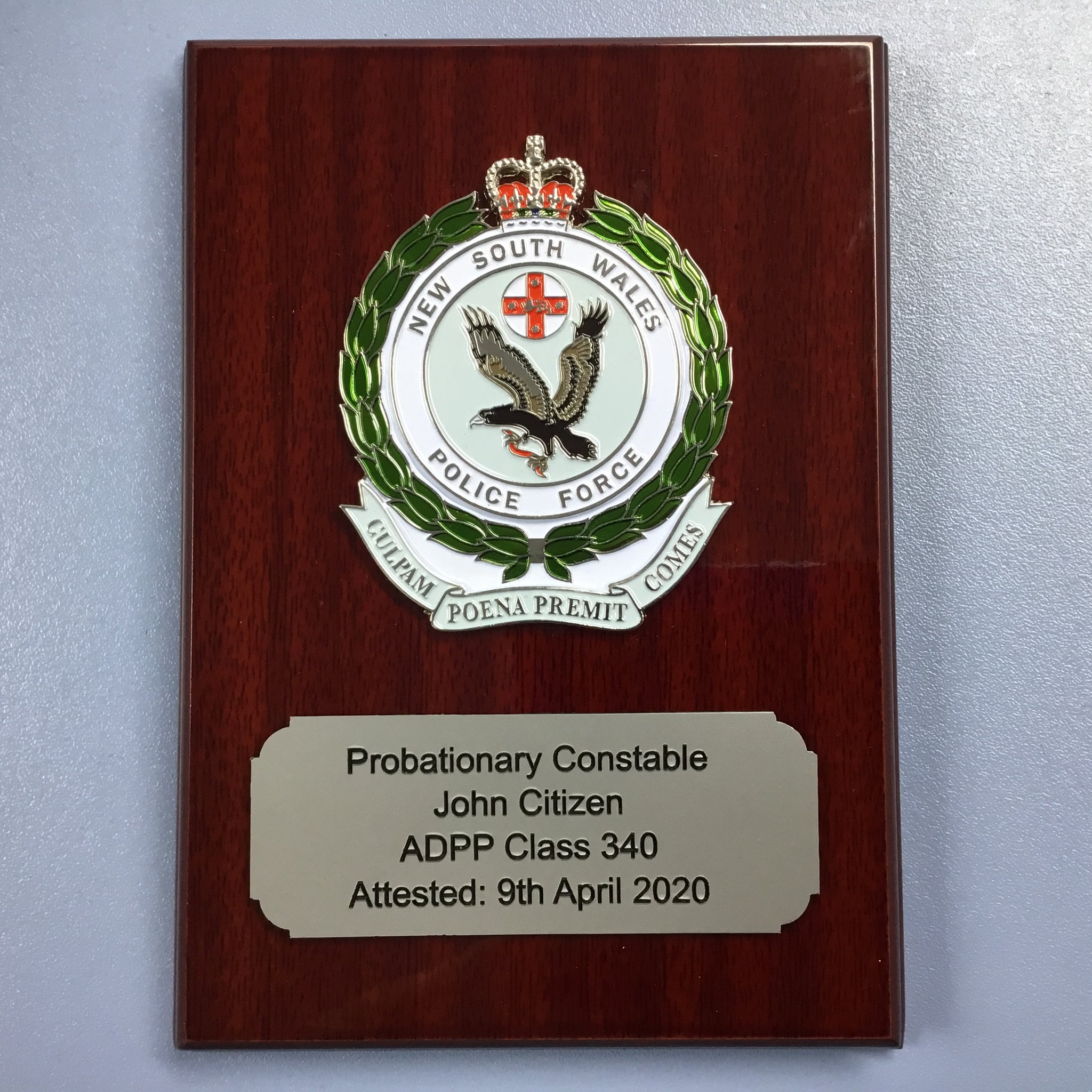 Plaque - NSWPF Timber Rectangle – nswpoliceshop